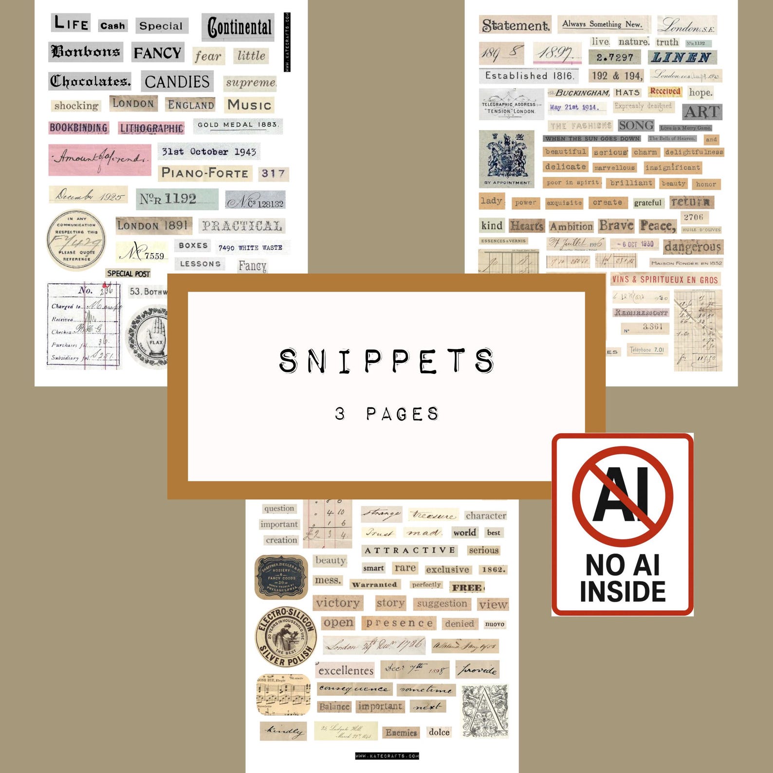 Original Snippets, Ephemera, Vintage Images for Junk Journal (digital ...