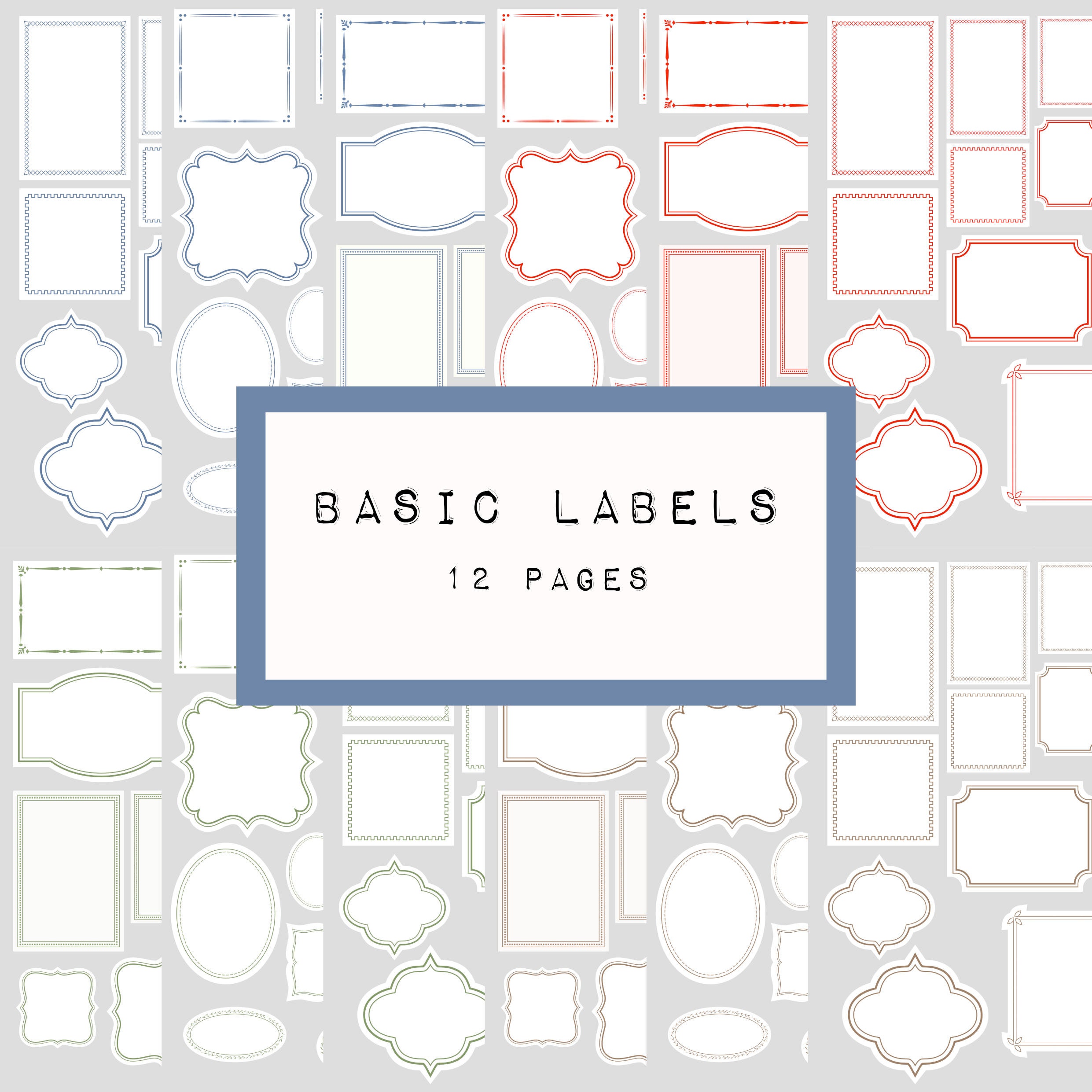 BASIC LABELS 12 Pages for Fussy Cutting , Digital JUNK Journal ...