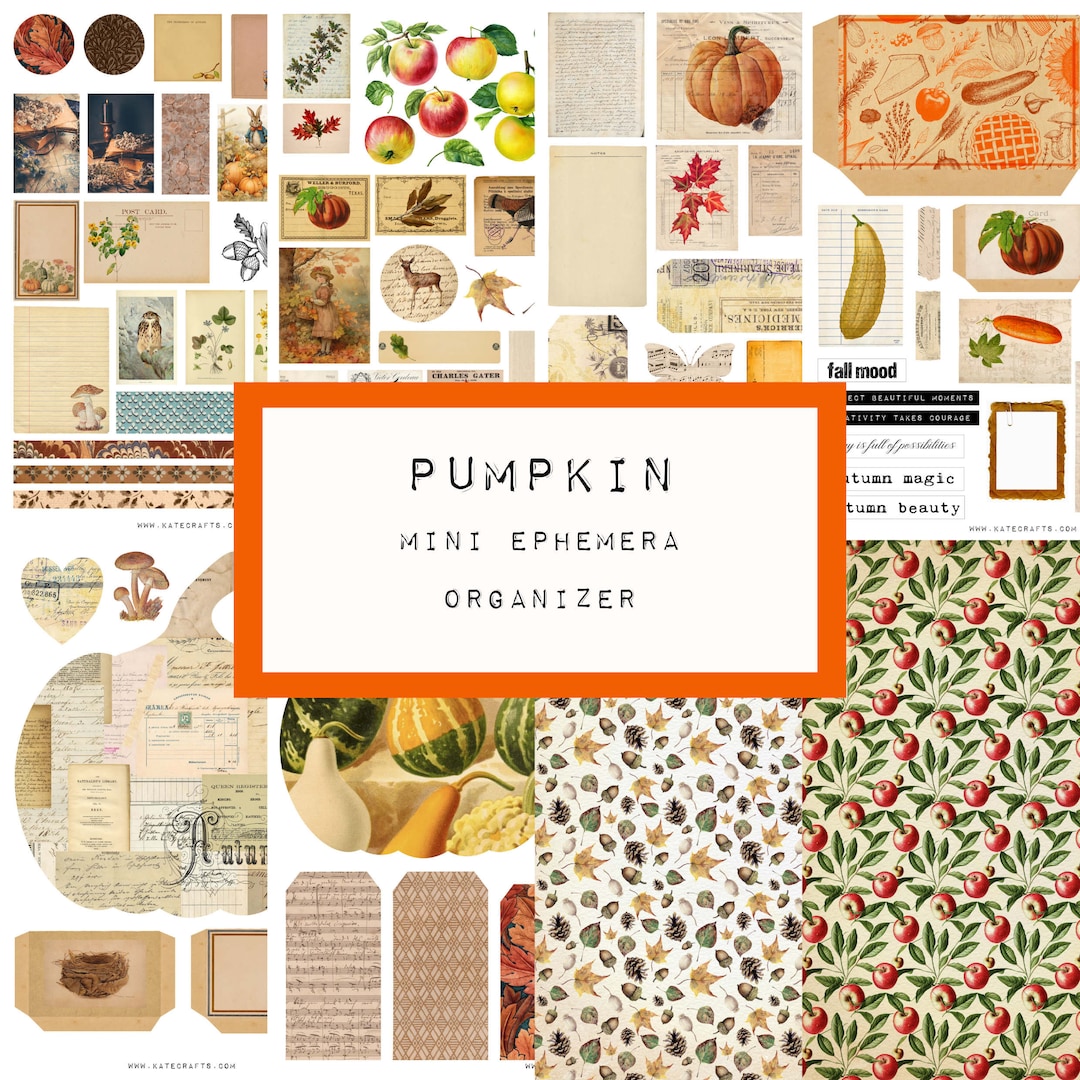 PUMPKIN - Mini Ephemera Organizer, 8 Pages, Digital JUNK Journal ...