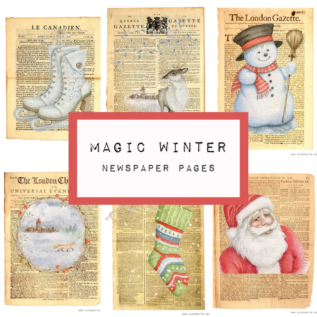 MAGIC WINTER Newspaper Pages, Digital Download, Christmas Printable ...