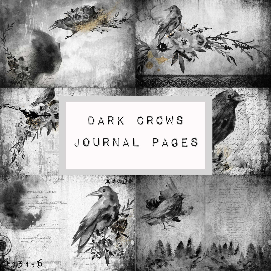 DARK CROWS 6 Journal Pages - Digital JUNK Journal Printable, Journal ...