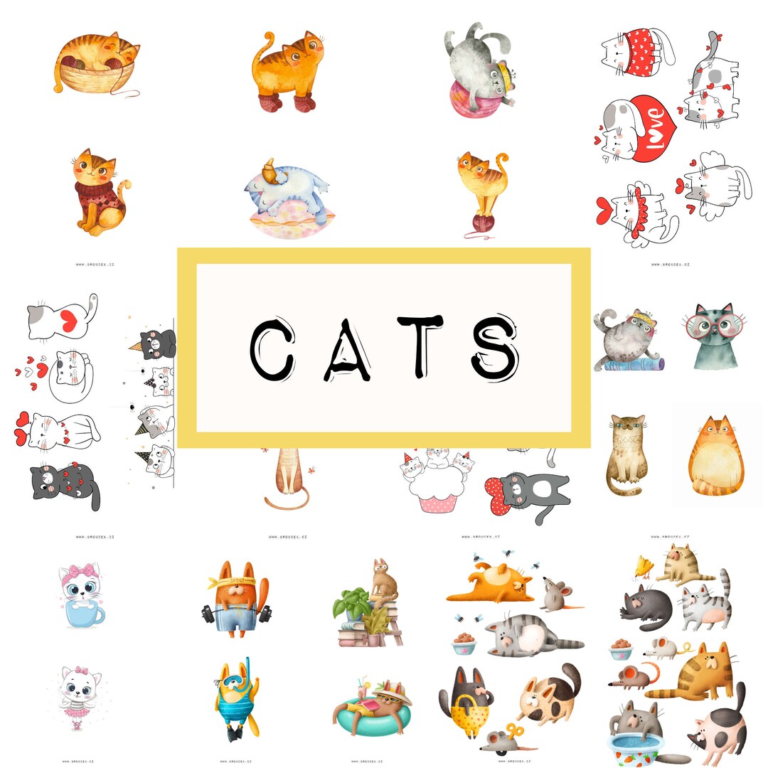 CUTE CATS, Junk Journal, Card Making, Art Journal, Printable, Cute ...