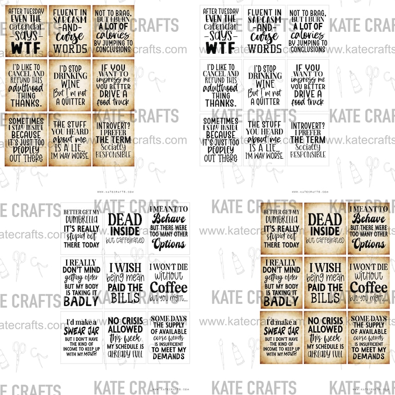 SNARKY Quotes, Digital JUNK Journal Printable, Journal Ephemera, Junk ...