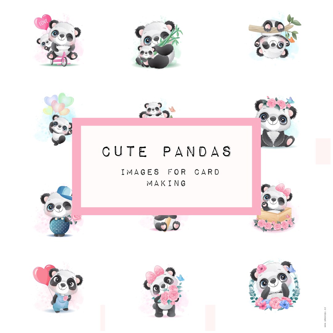 CUTE PANDAS - Images for Card Making and Paper Crafting, Digital ...