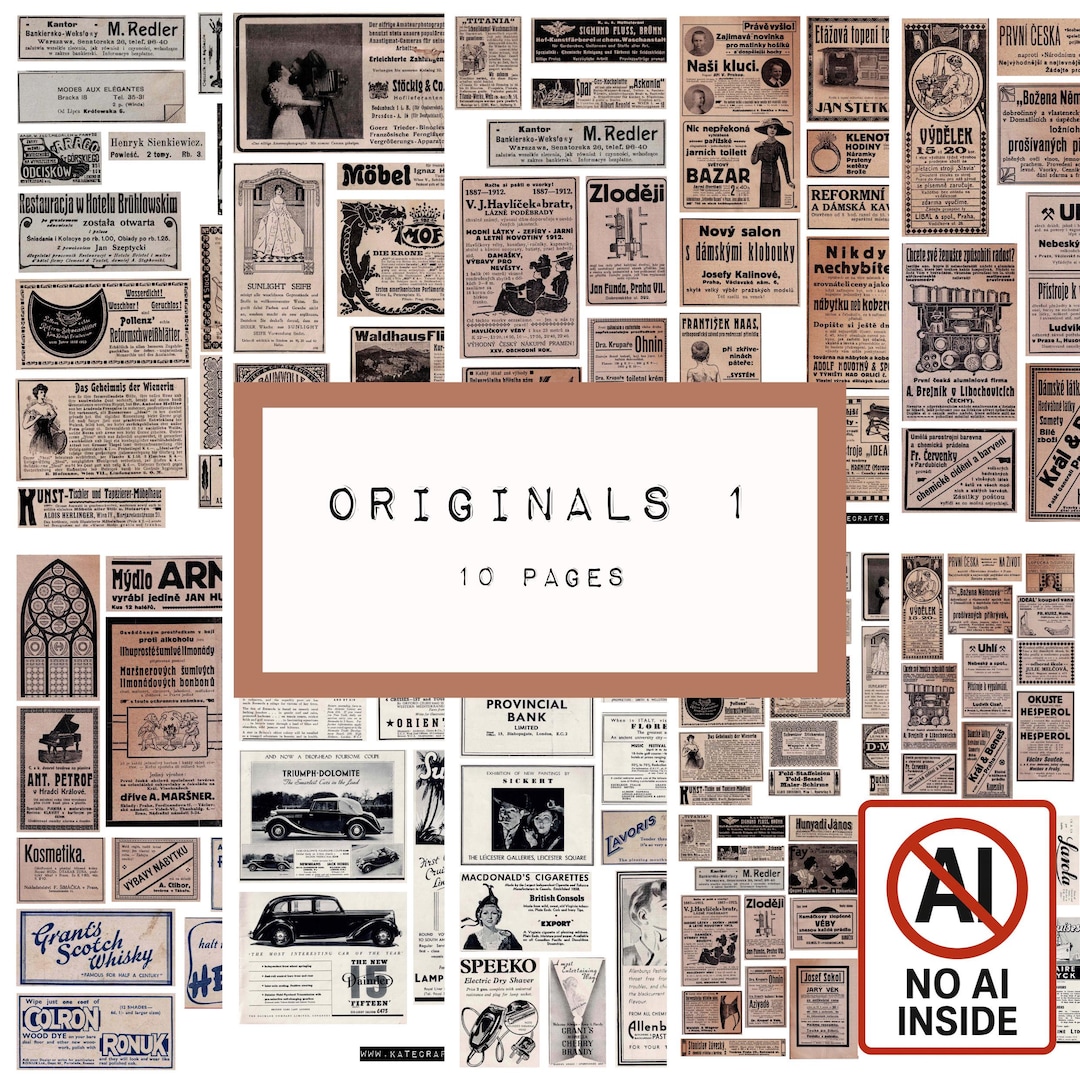 Original Newspaper Ephemera, Vintage Adverts, Junk Journal Pages ...