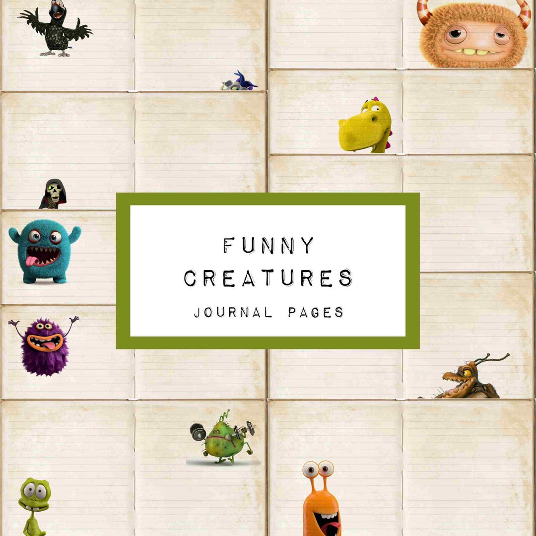 Funny Creatures Junk Journal Pages, Printable Ephemera (digital ...