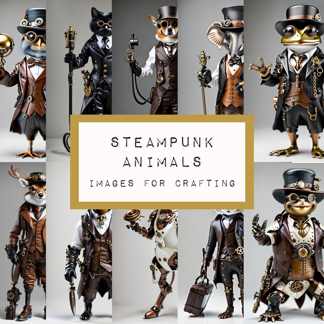 STEAMPUNK ANIMALS 10 AI Images for Paper Crafting, Steampunk, Steampunk ...