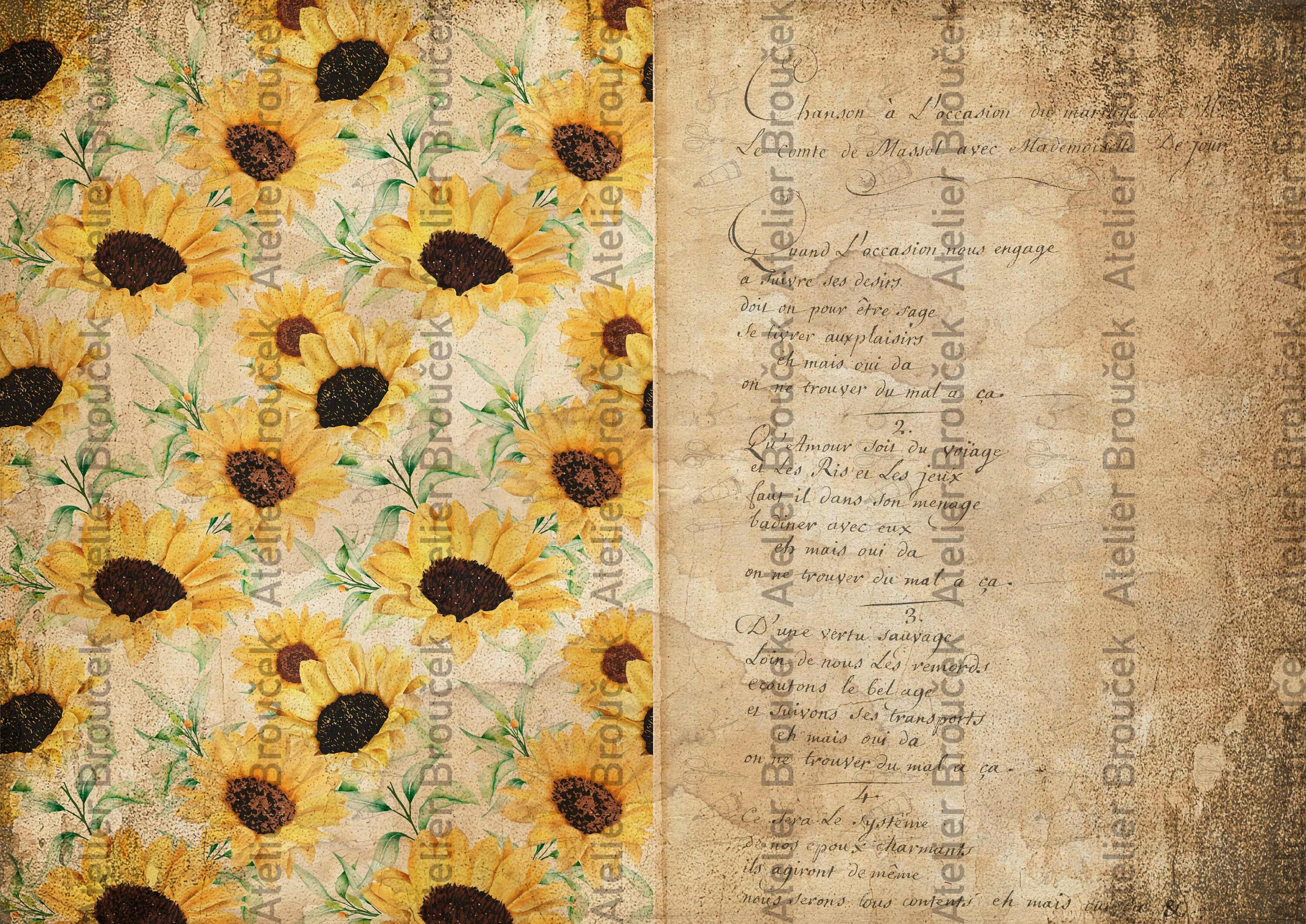 SUNFLOWER Journal Pages, Digital JUNK Journal Printable, Journal ...