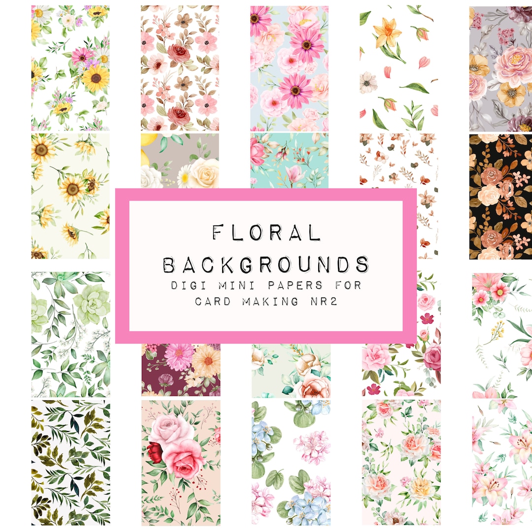 FLORAL BACKGROUNDS for Card Making and Paper Crafting Nr2, Digital ...