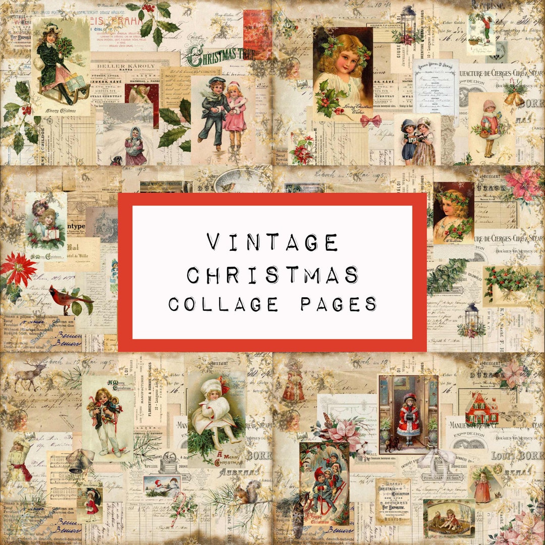 VINTAGE CHRISTMAS Collage Pages, Digital JUNK Journal Printable ...