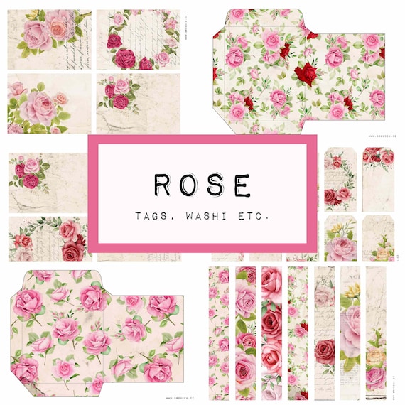 ROSE Journaling Cards Tags Etc. Digital JUNK Journal - Etsy