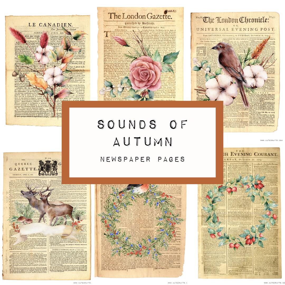 SOUNDS of AUTUMN Newspaper Pages Digital Download Junk - Etsy