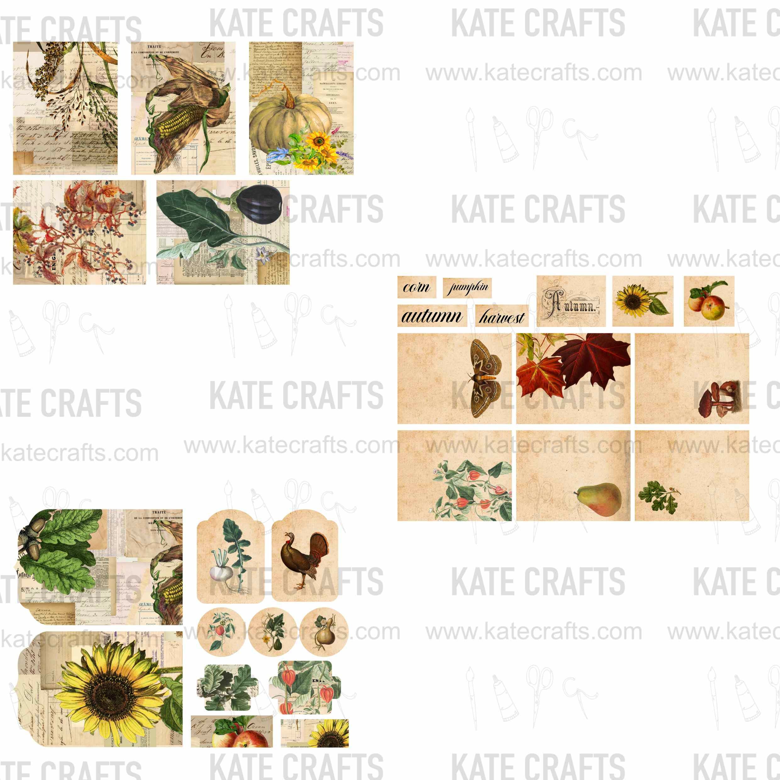 Autumn Harvest Mini NOTEBOOK Kit, Digital JUNK Journal Printable ...