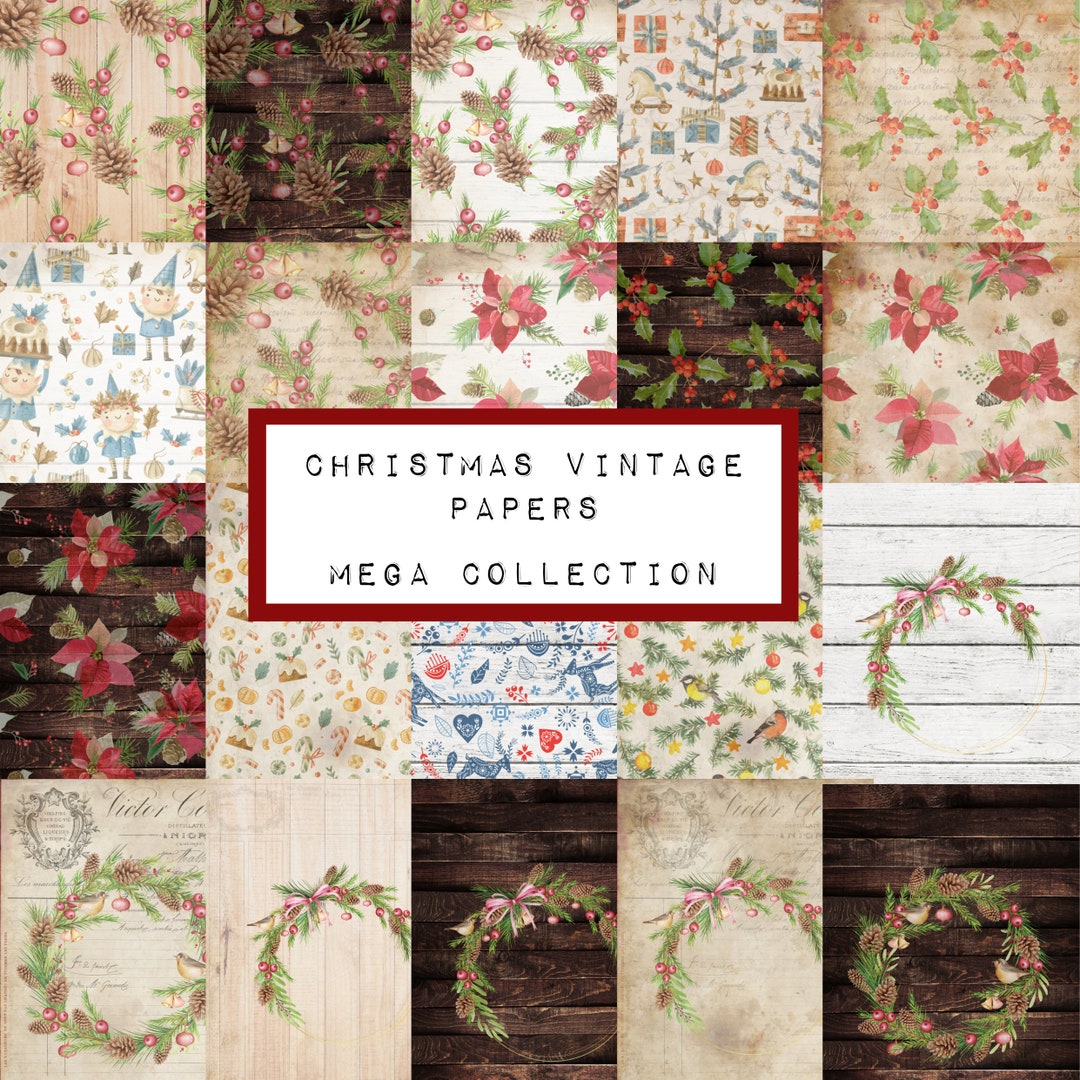 Set of 20 Vintage Christmas Papers - Digital JUNK Journal Printable ...