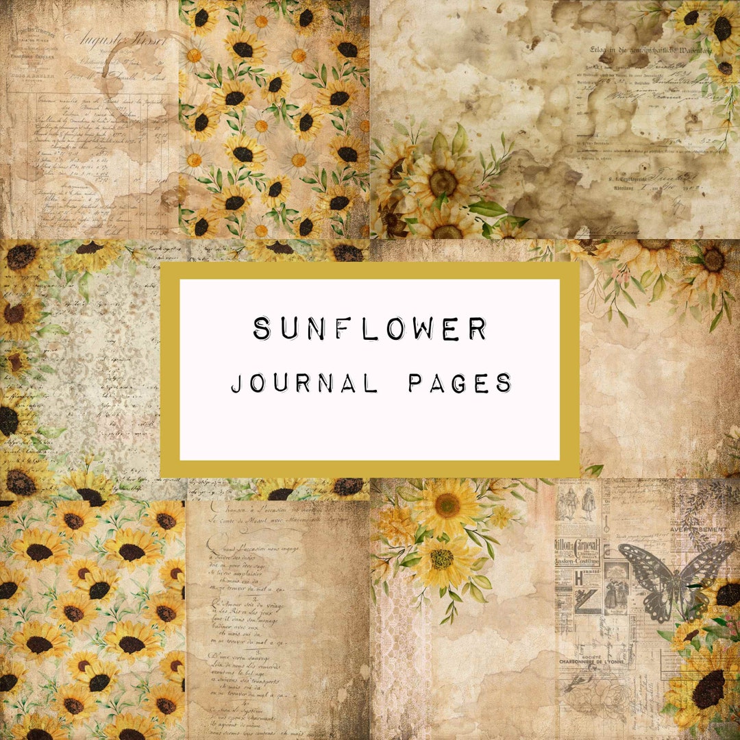 SUNFLOWER Journal Pages, Digital JUNK Journal Printable, Journal ...