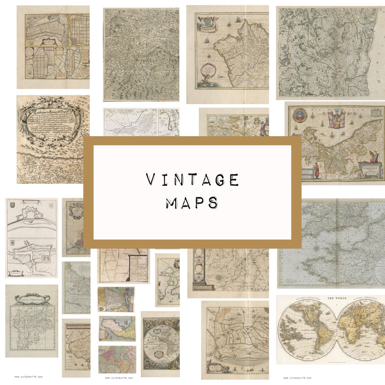 VINTAGE MAPS, 8 Pages, Digital JUNK Journal Printable, Journal Ephemera ...
