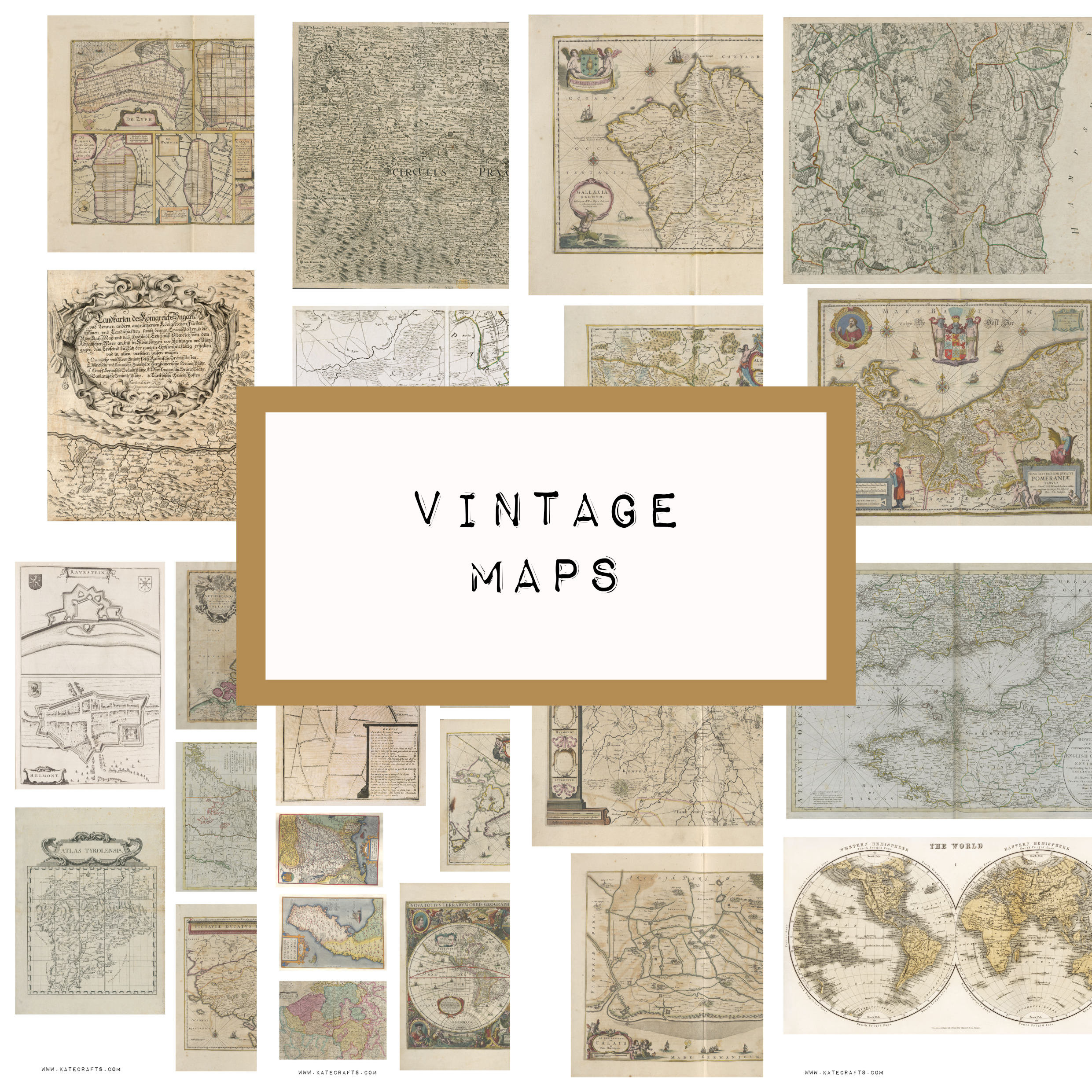 VINTAGE MAPS, 8 Pages, Digital JUNK Journal Printable, Journal Ephemera ...