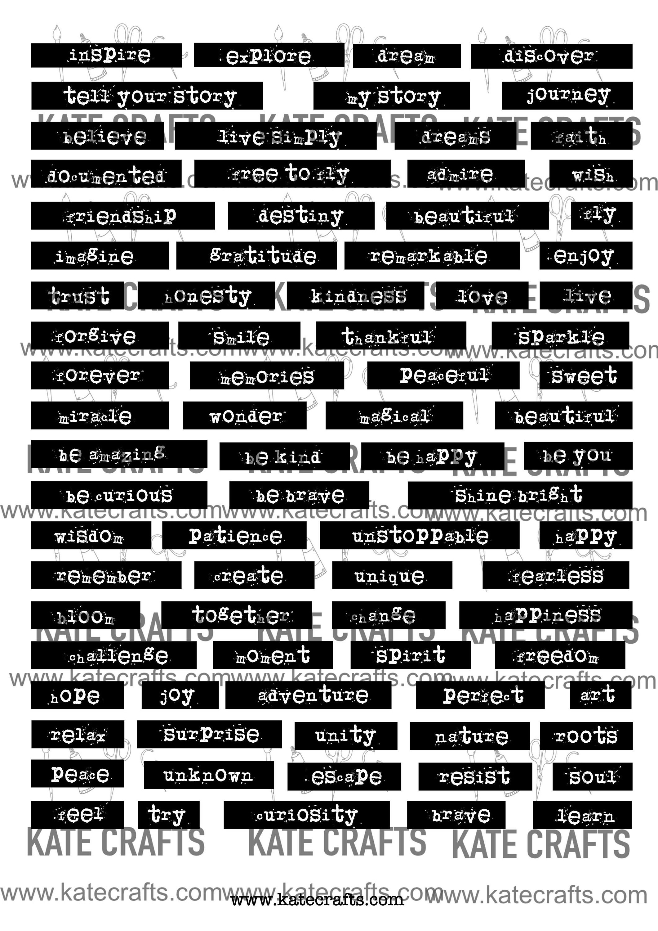 8 Printable Pages of Journal Words for Art Journal Junk - Etsy