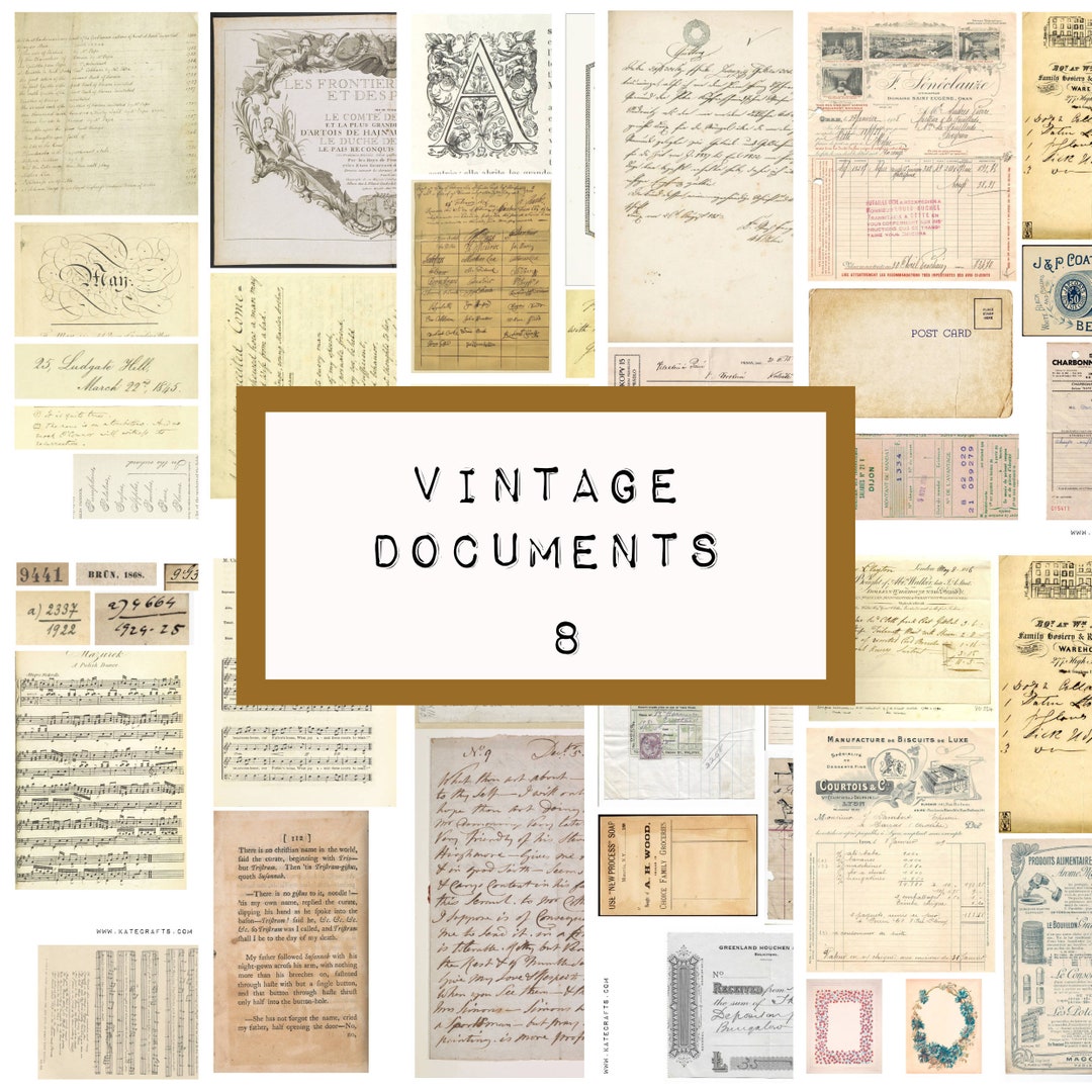 ORIGINAL Vintage DOCUMENTS Nr8 , 10 Pages , Digital JUNK Journal ...