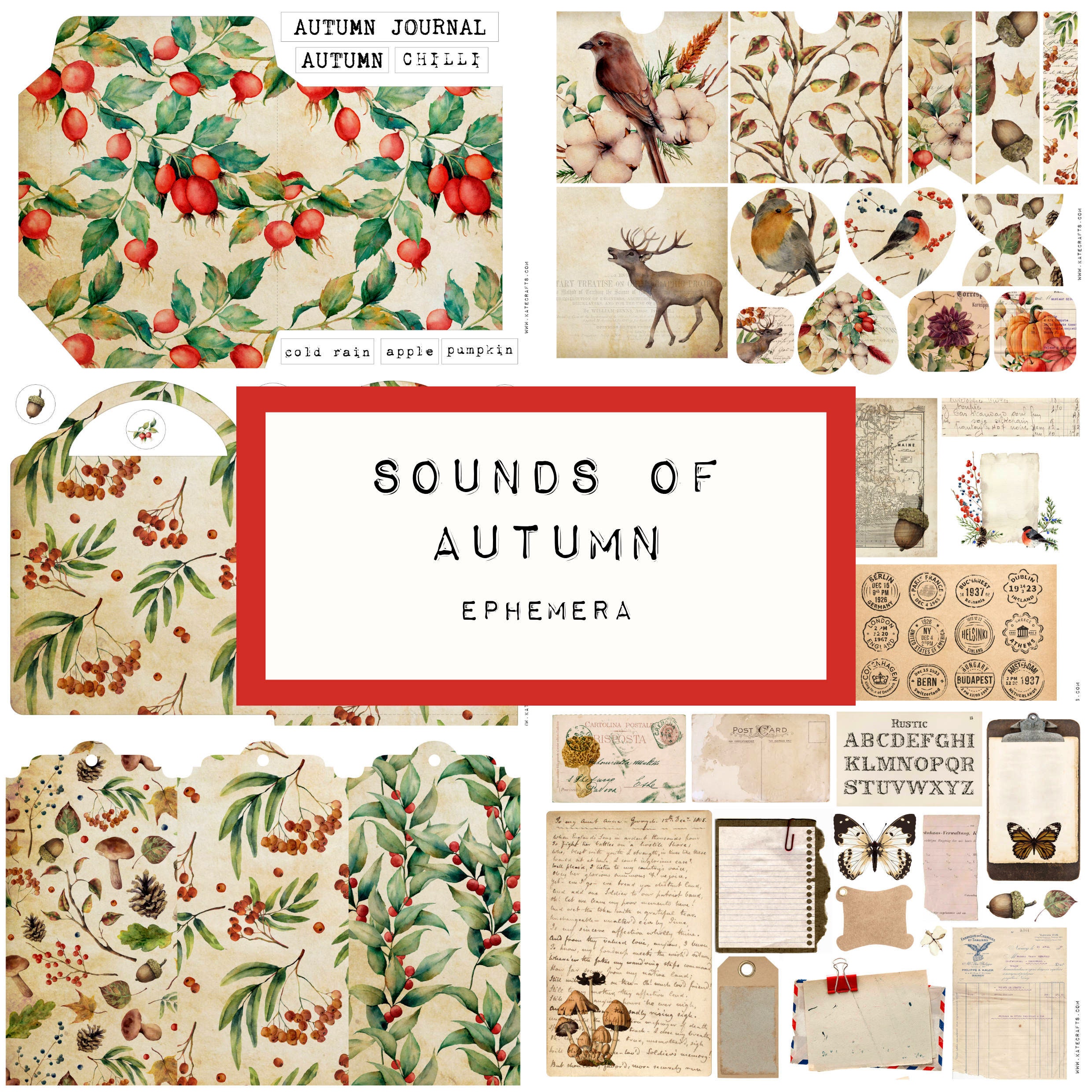 SOUNDS of AUTUMN Ephemera Digital Download Junk Journal - Etsy