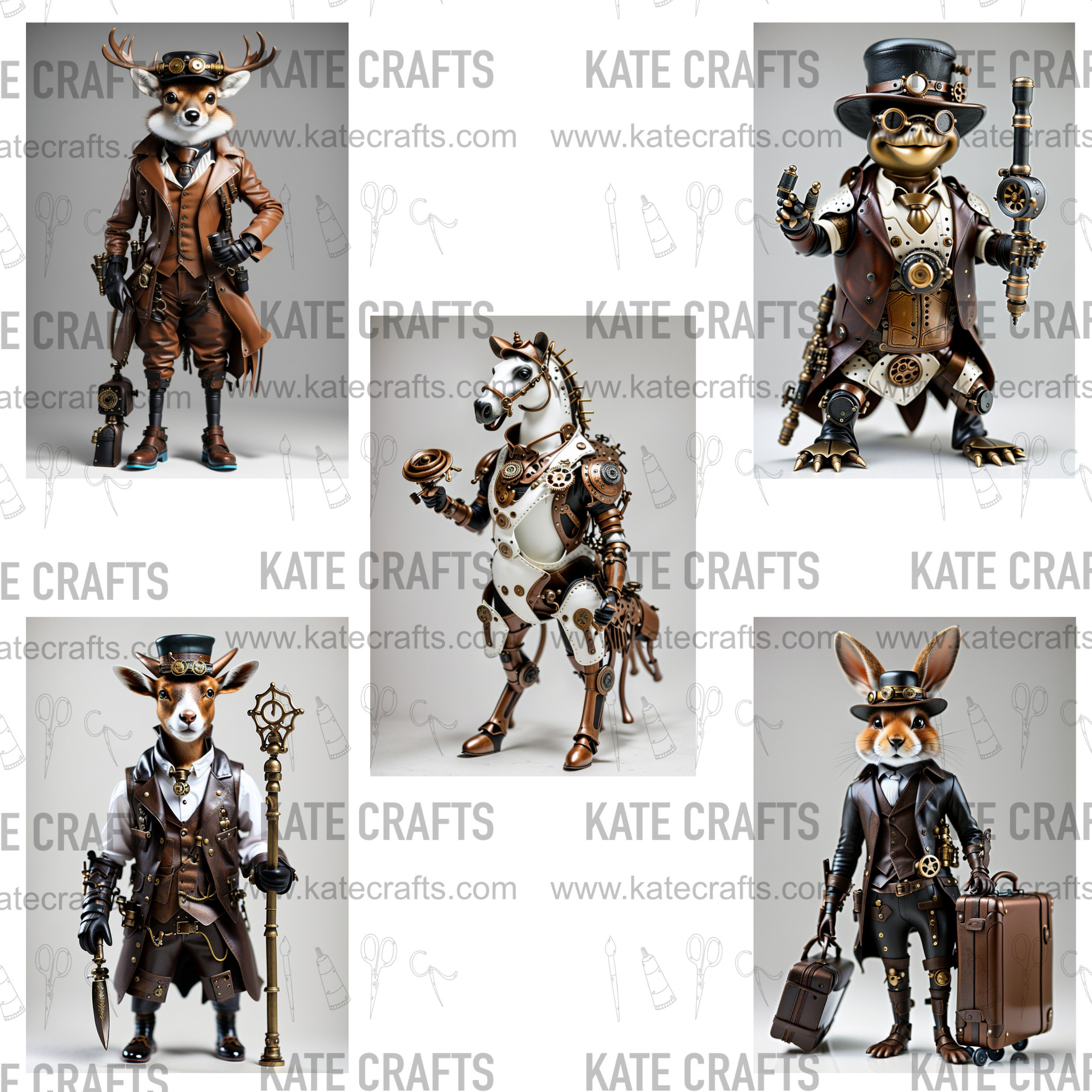 STEAMPUNK ANIMALS 10 AI Images for Paper Crafting, Steampunk, Steampunk ...
