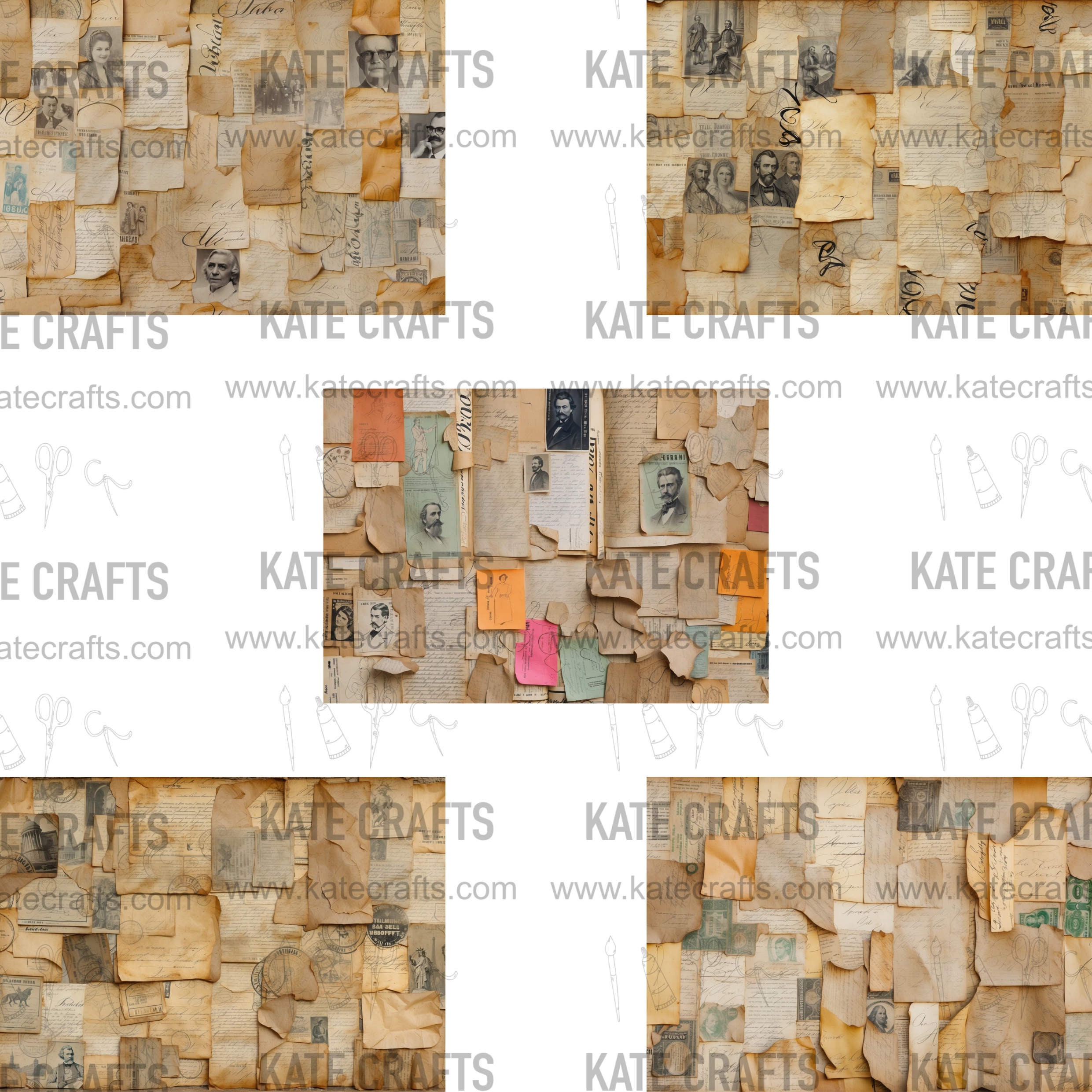 TEARED Paper COLLAGE Pages , 20 JPG Digital Junk Journal Printable ...