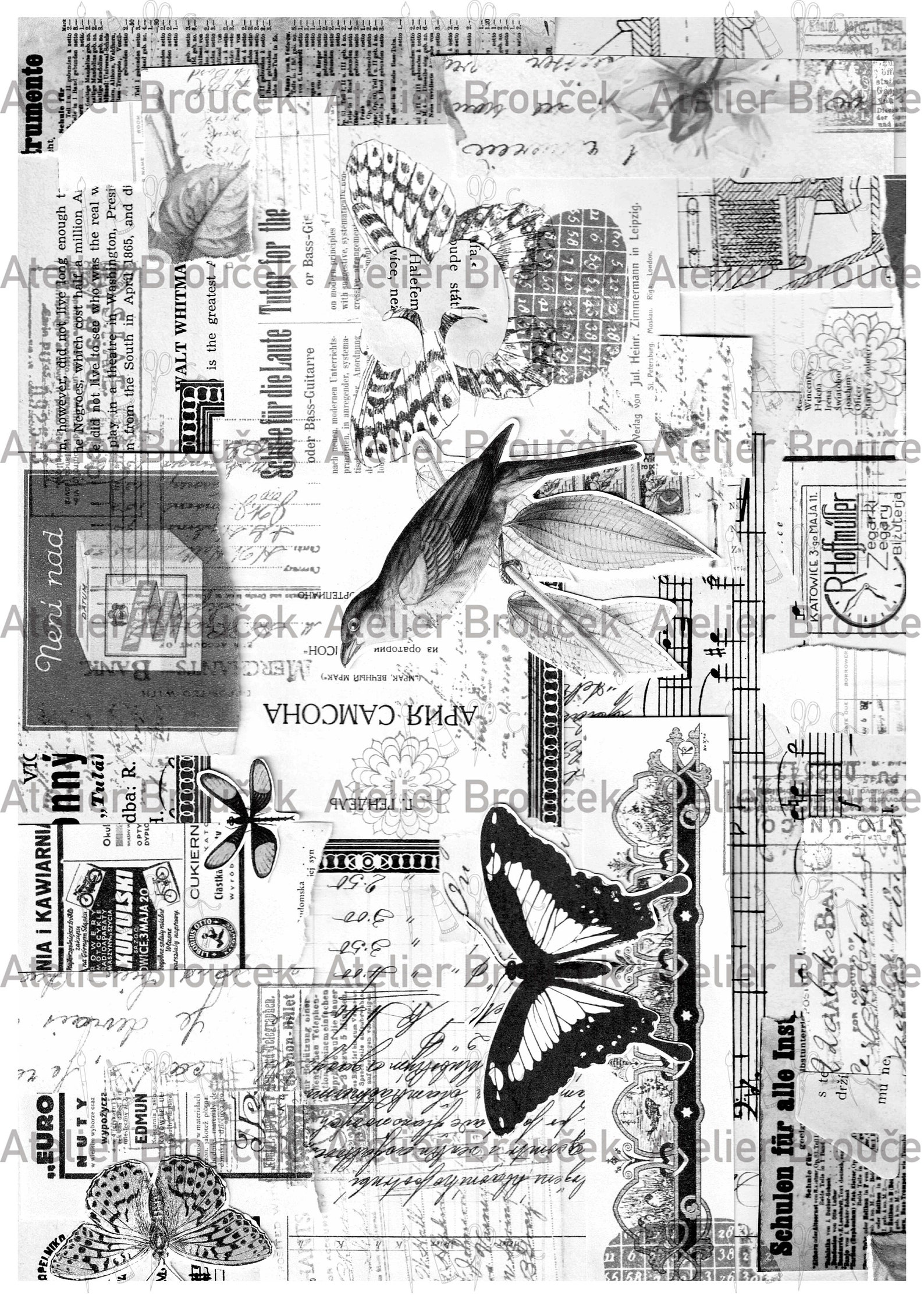 BW Master Boards, Digital JUNK Journal Printable, Journal Ephemera ...