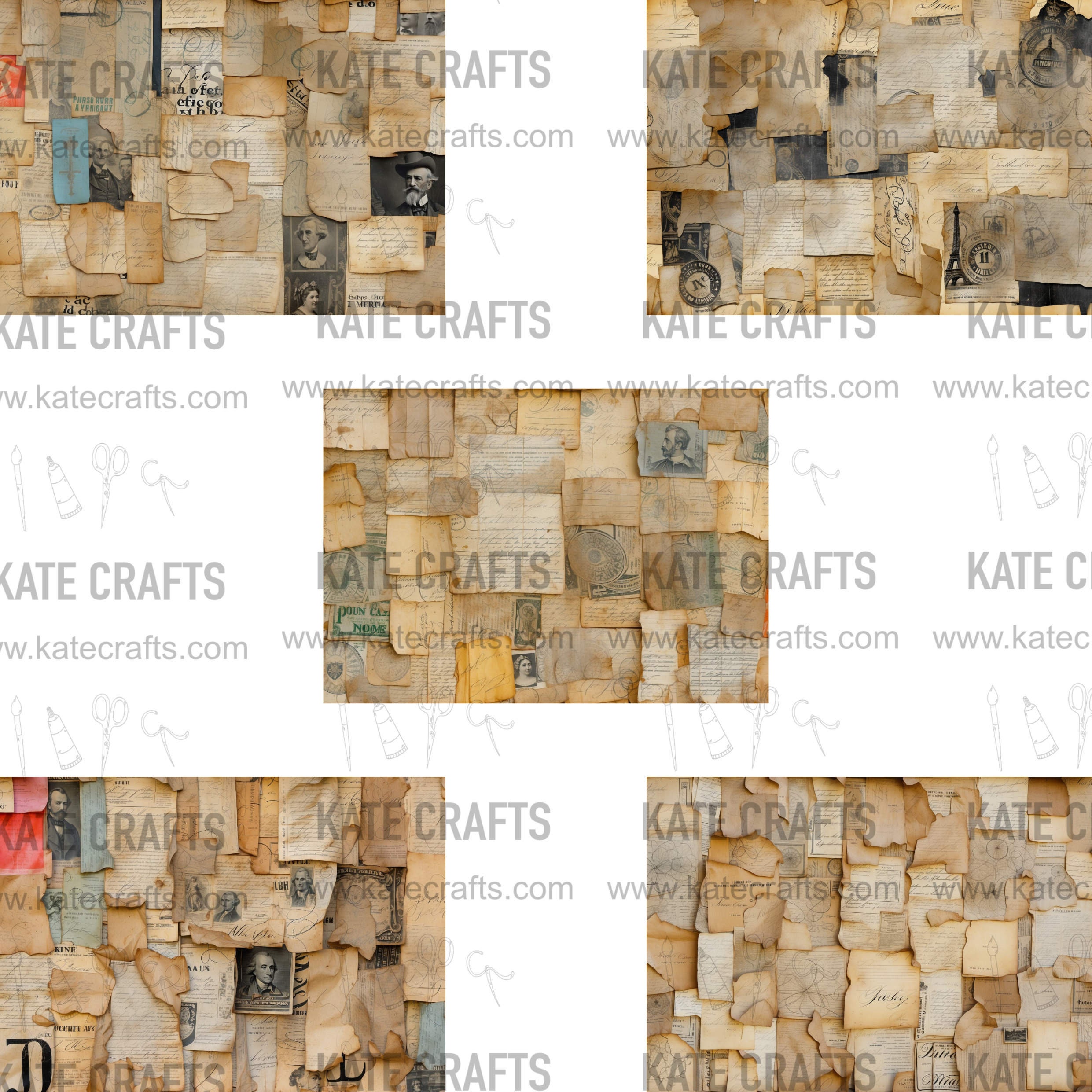 TEARED Paper COLLAGE Pages , 20 JPG Digital Junk Journal Printable ...