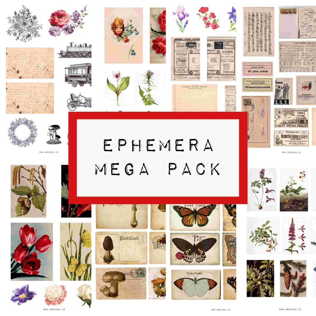 EPHEMERA MEGA Pack 50 Sheets - Digital JUNK Journal Printable, Journal ...