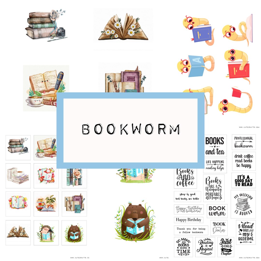 BOOKWORM Collection, Junk Journal, Card Making, Journaling, Katecrafts ...