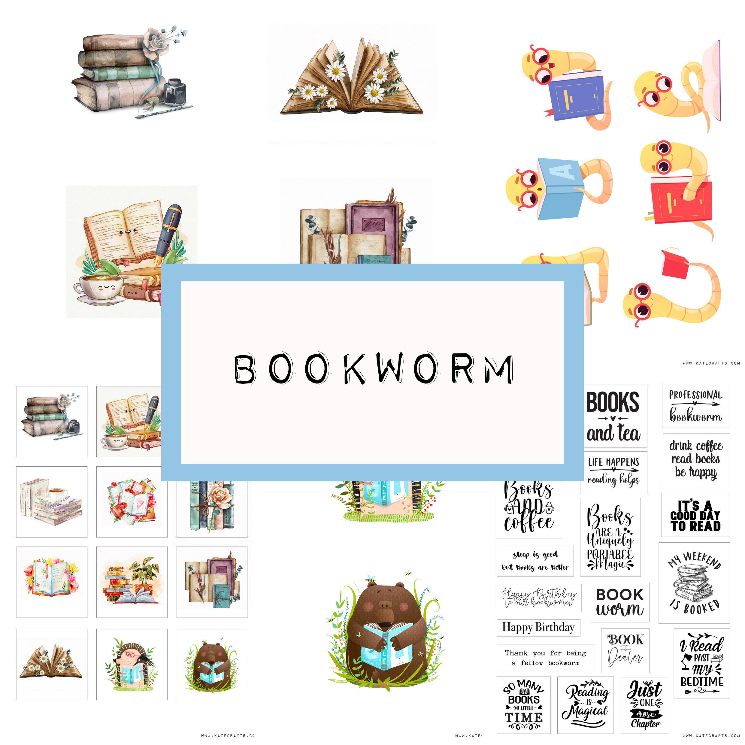 BOOKWORM Collection Junk Journal Card Making Journaling - Etsy