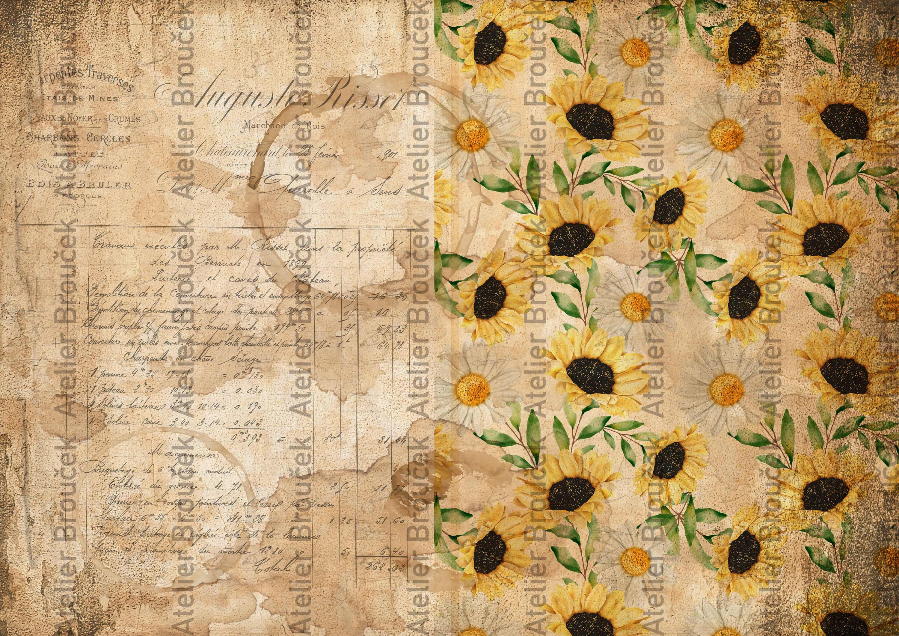 SUNFLOWER Journal Pages, Digital JUNK Journal Printable, Journal ...