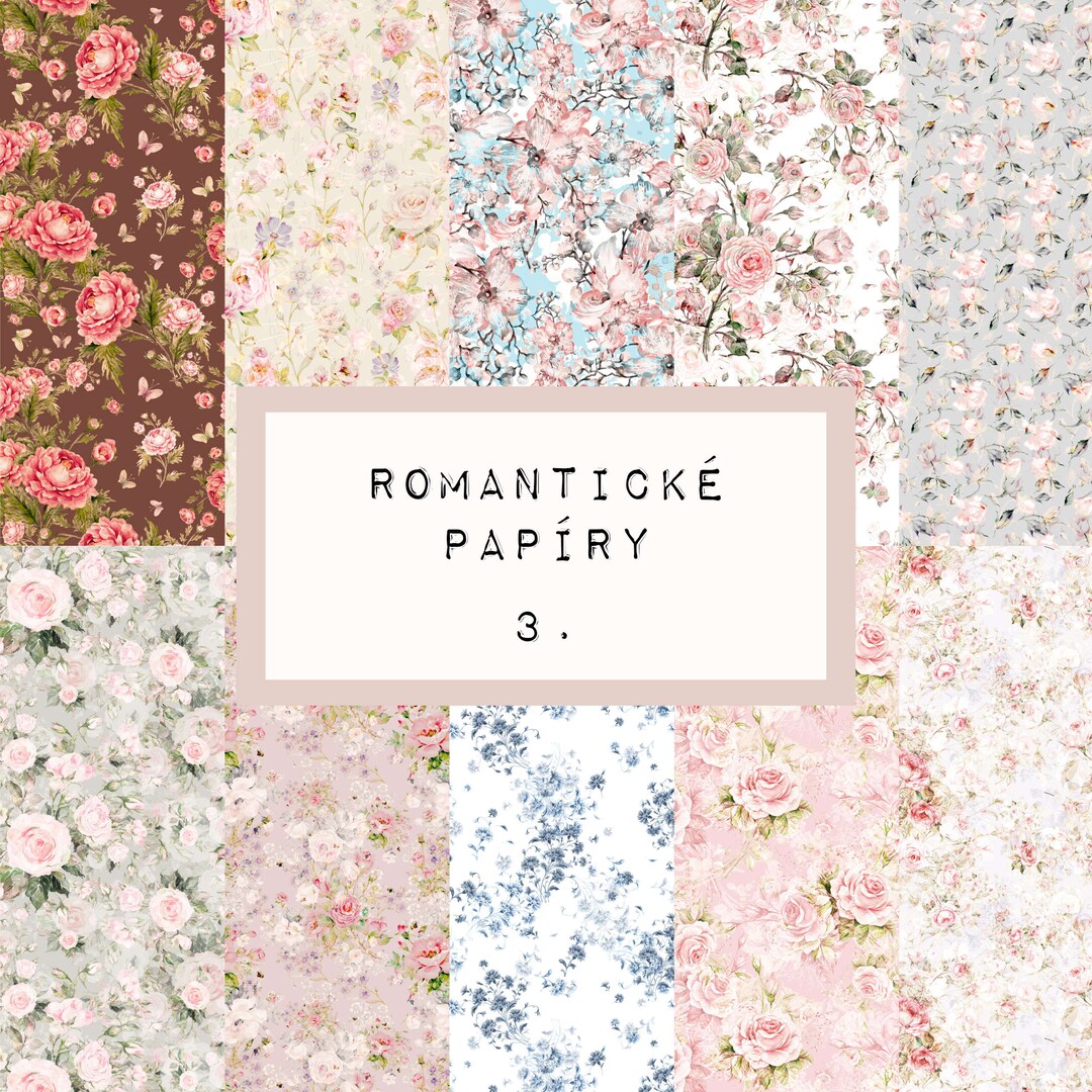 10 Shabby Chic Romantic Papers - Digital JUNK Journal Printable ...