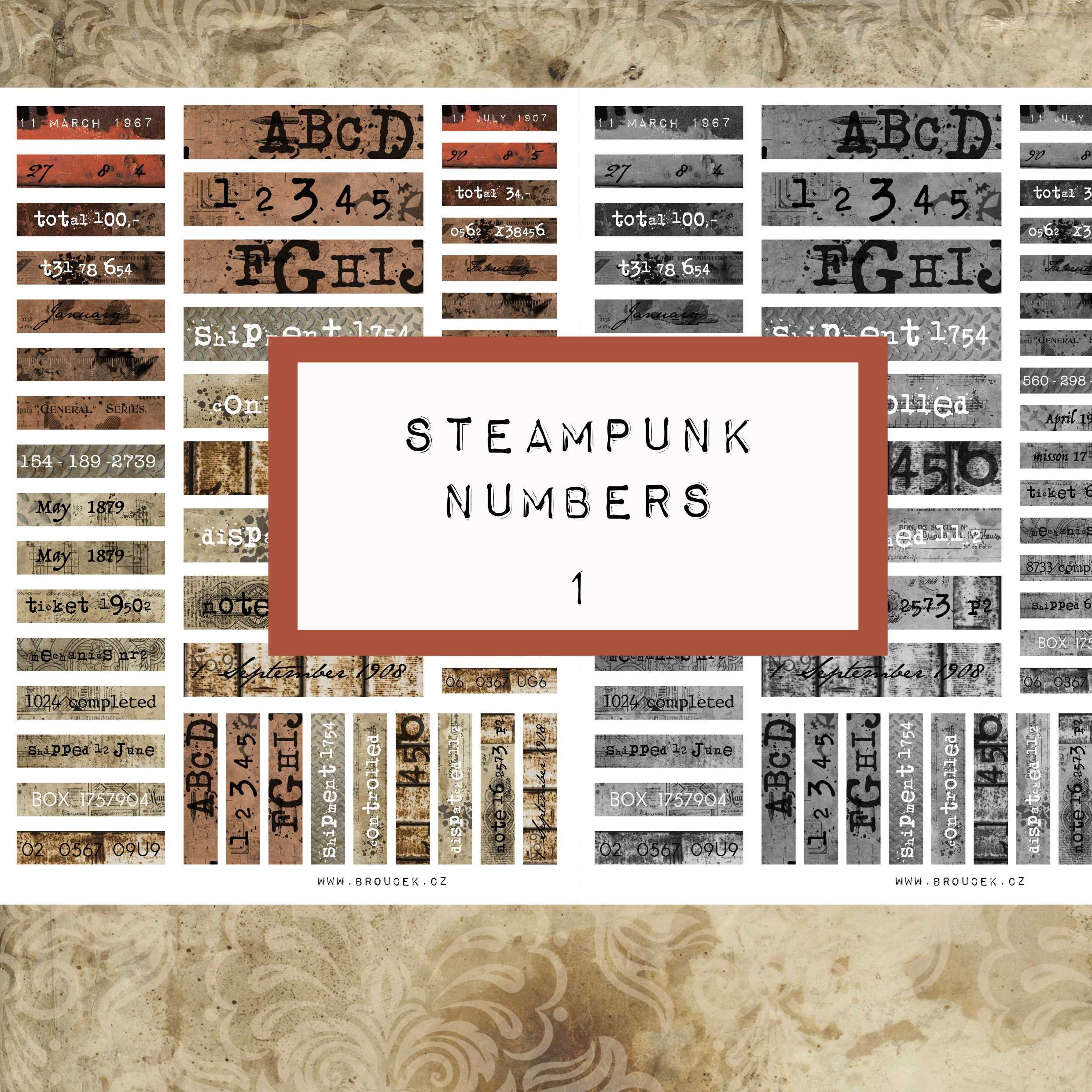 STEAMPUNK Numbers No1 - Digital JUNK Journal Printable, Journal ...