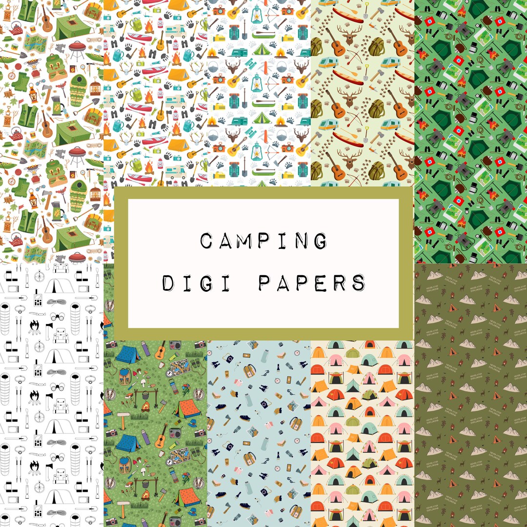 CAMPING Papers, Junk Journal, Card Making, Scrapbooking Printable ...
