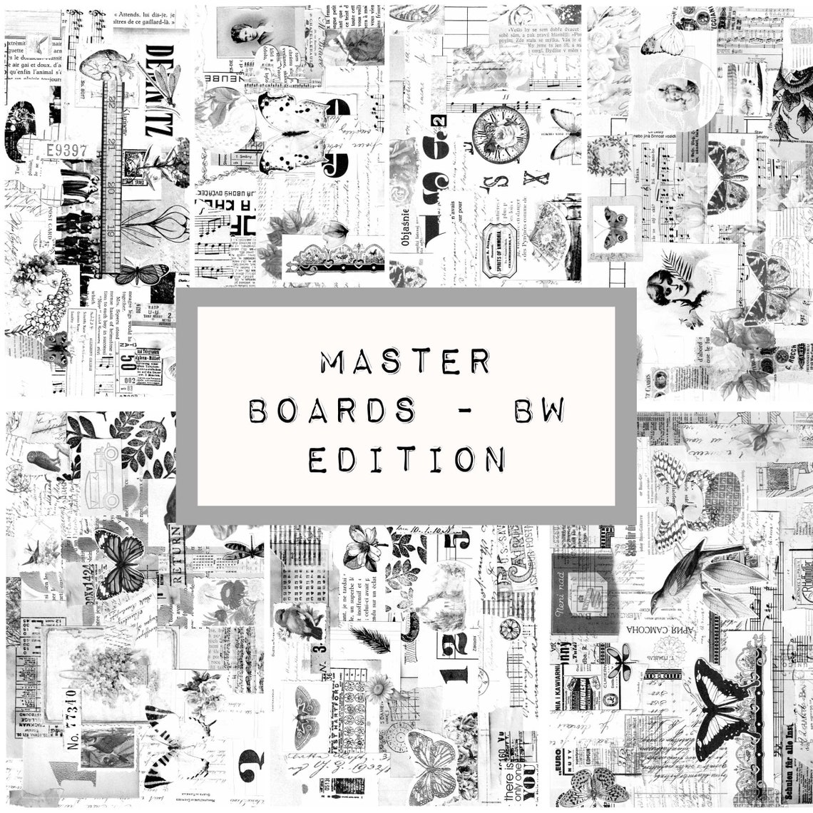 BW Master Boards, Digital JUNK Journal Printable, Journal Ephemera ...