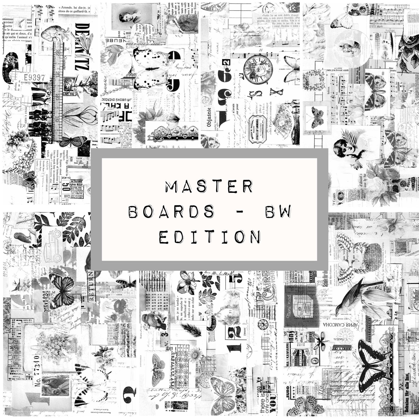 BW Master Boards, Digital JUNK Journal Printable, Journal Ephemera ...