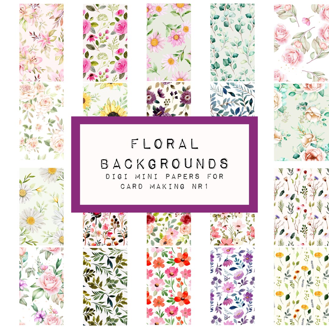 FLORAL BACKGROUNDS for Card Making and Paper Crafting Nr1, Digital ...