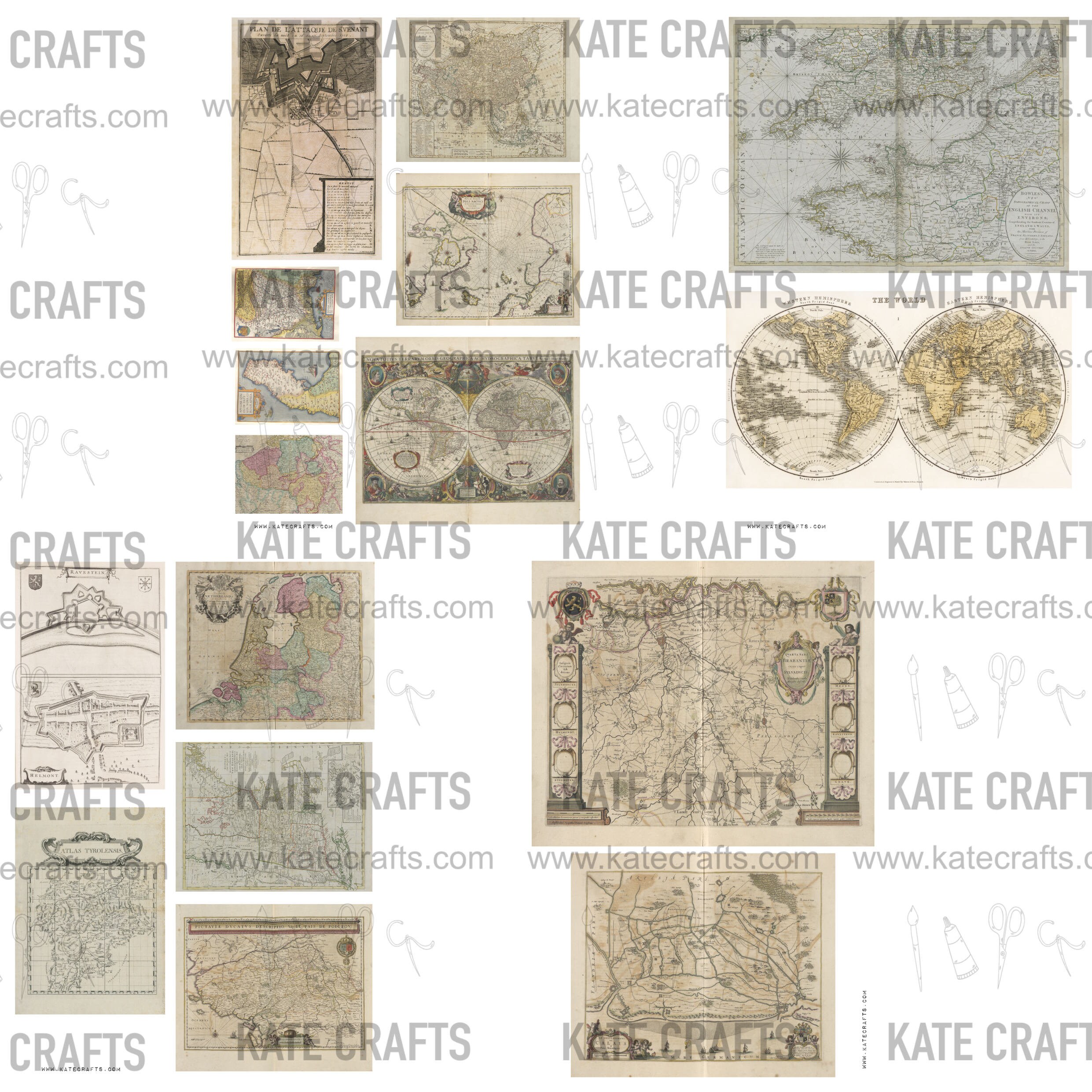 VINTAGE MAPS, 8 Pages, Digital JUNK Journal Printable, Journal Ephemera ...