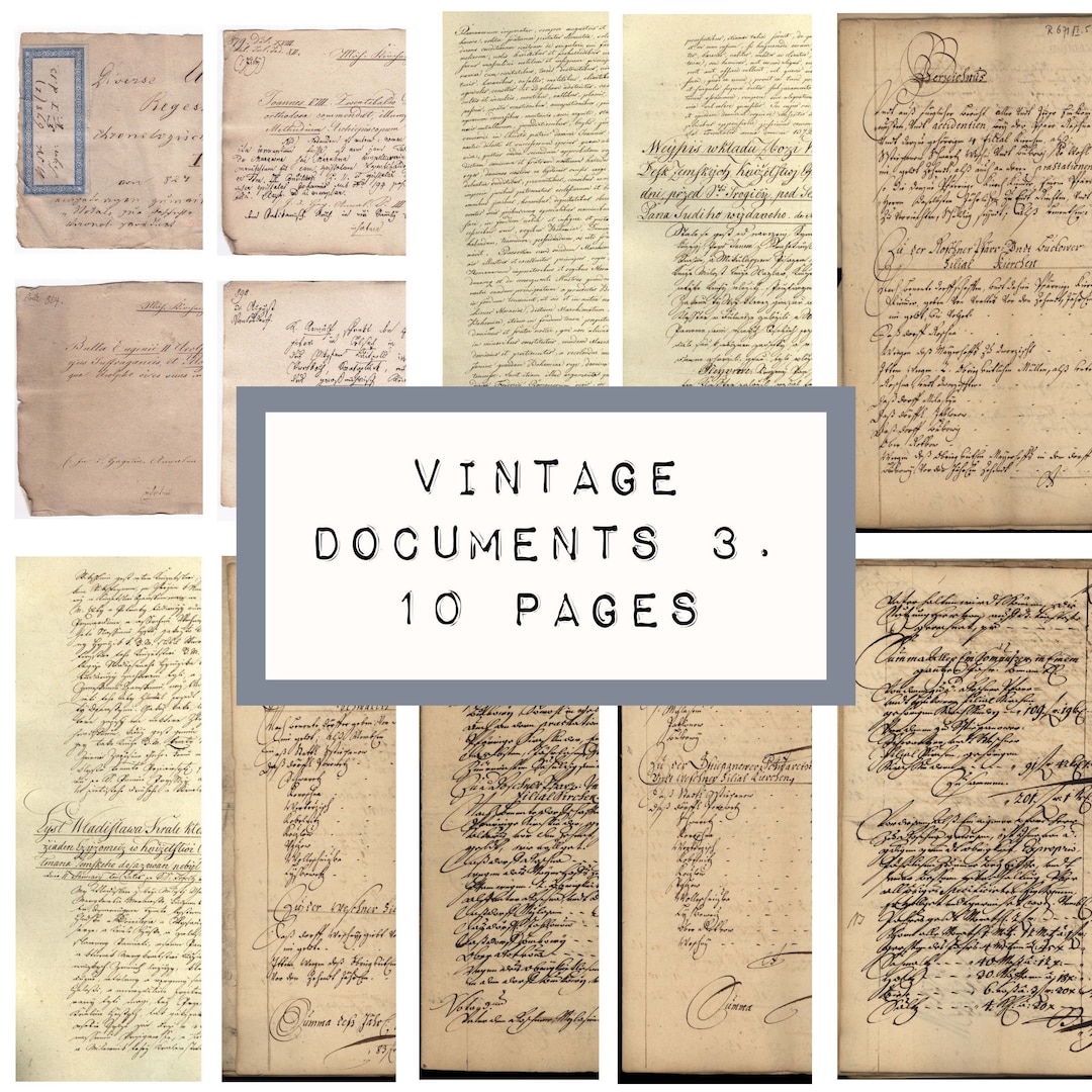 ORIGINAL Vintage DOCUMENTS Nr3, 10 Pages , Digital JUNK Journal ...