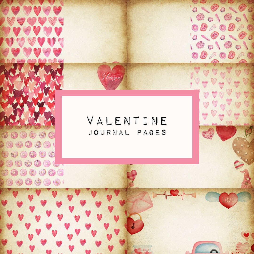 VALENTINE Journal PAGES, Digital Junk Journal Printable, Journal ...