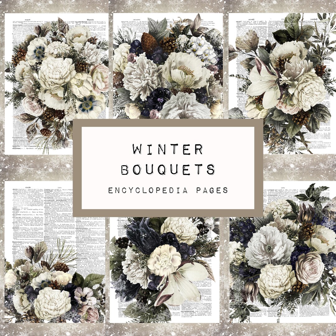 Winter Bouquets 6 Encyclopedia Pages Digital Download Christmas
