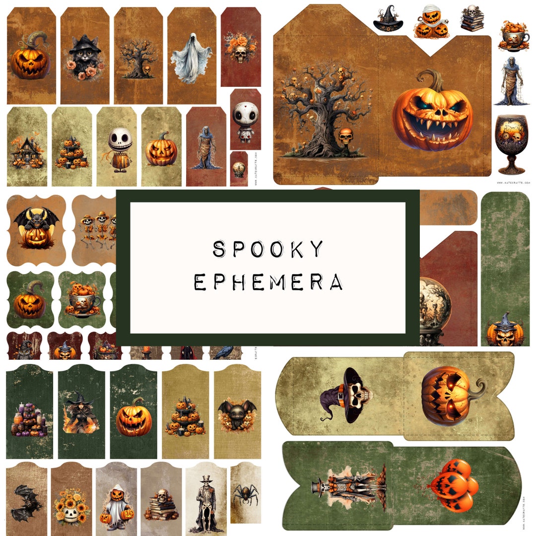 Spooky Ephemera, 6 Pages Digital JUNK Journal Printable, Journal ...