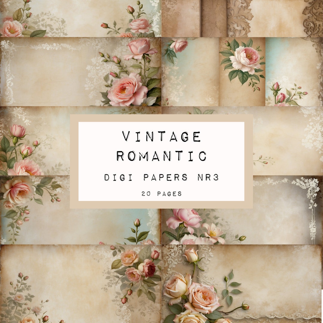 Vintage Romantic Digi Papers, 20 Pages Nr3, Digital Download, Junk ...