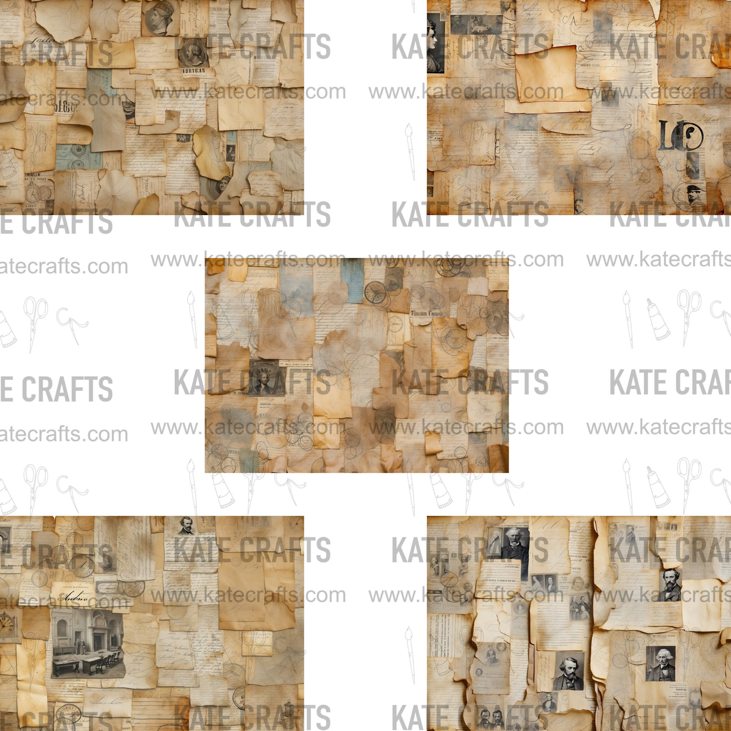 TEARED Paper COLLAGE Pages , 20 JPG Digital Junk Journal Printable ...