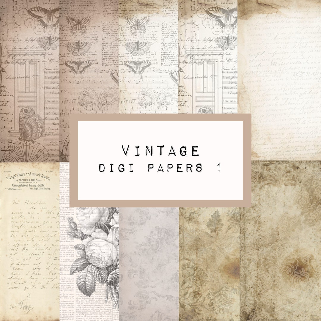 VINTAGE Digital Papers, 10 Pages, Digital Download, Vintage Paper ...