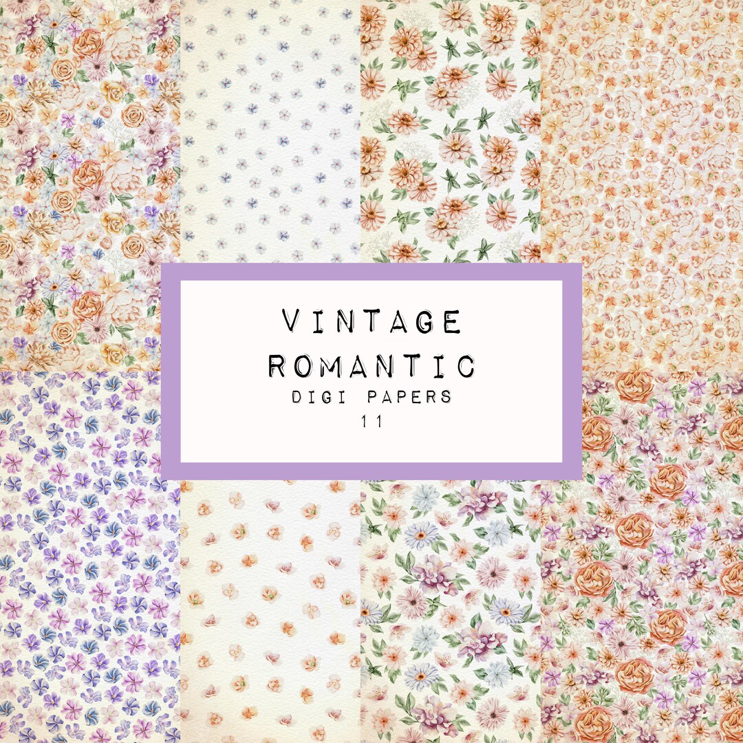 Vintage Romantic Floral Digital Paper, Junk Journal Ephemera (digital ...
