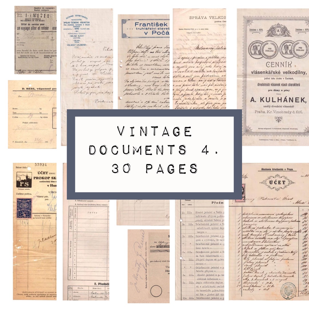 ORIGINAL Vintage DOCUMENTS Nr4, 30 Pages , Digital JUNK Journal ...