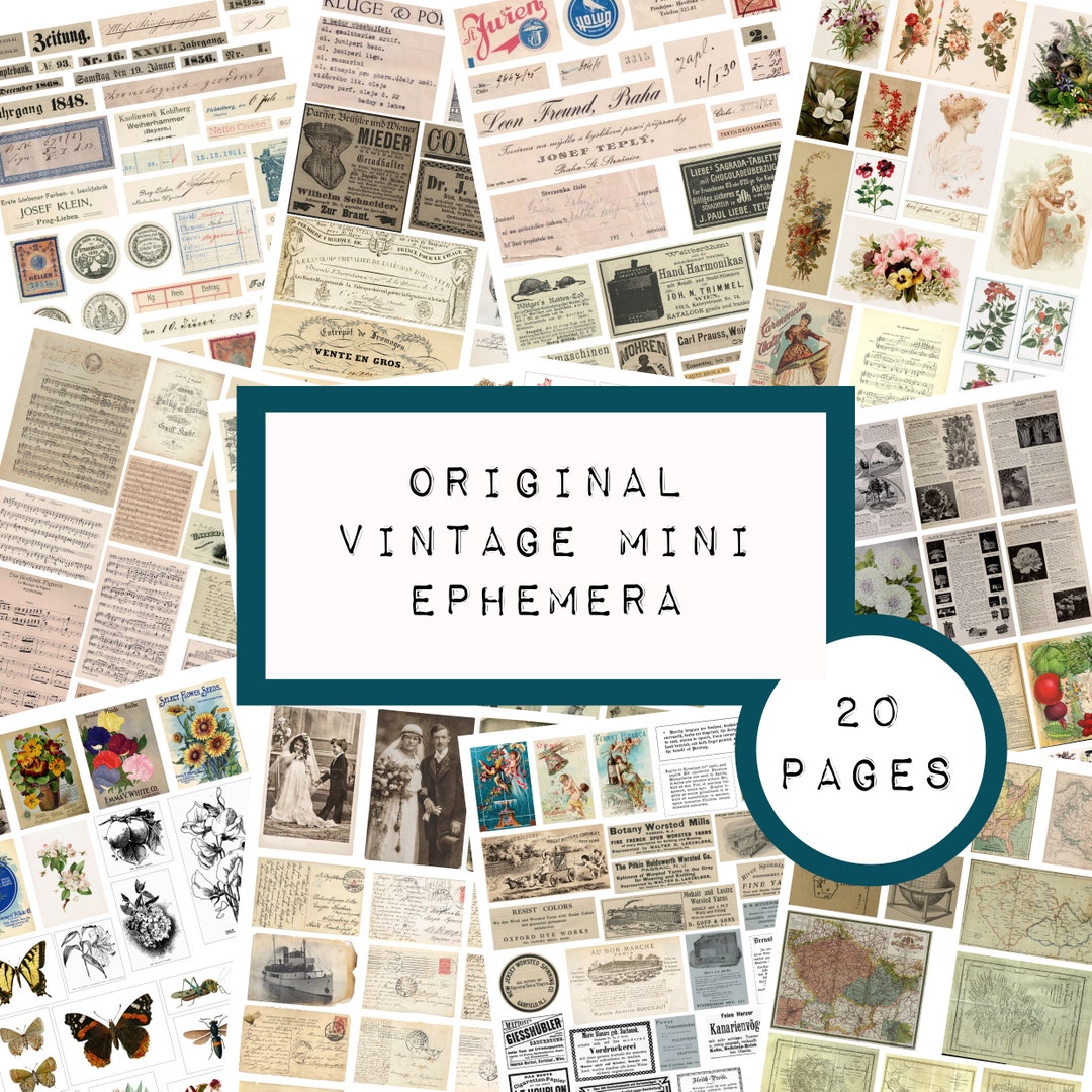 Original Vintage MINI EPHEMERA, 20 Pages - Digital JUNK Journal ...