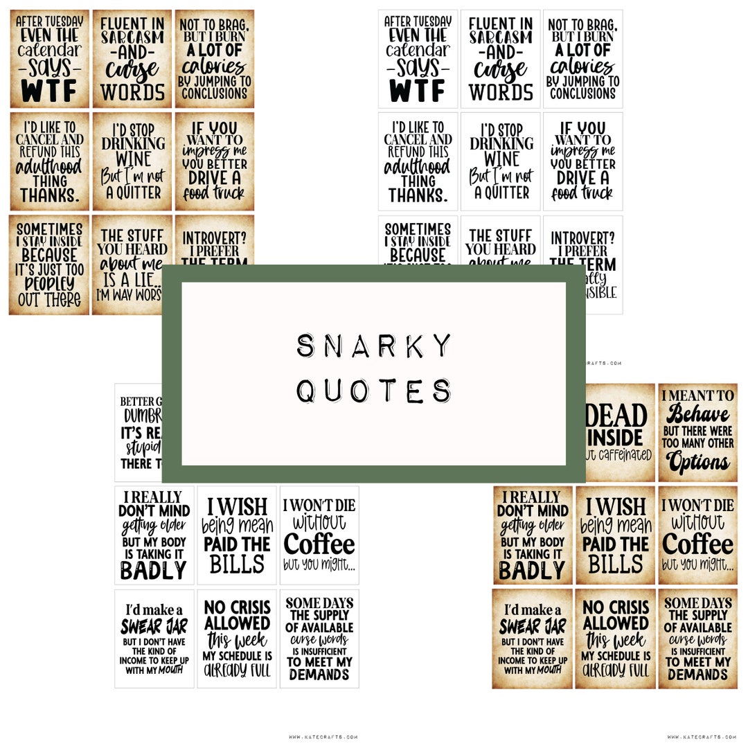 SNARKY Quotes, Digital JUNK Journal Printable, Journal Ephemera, Junk ...